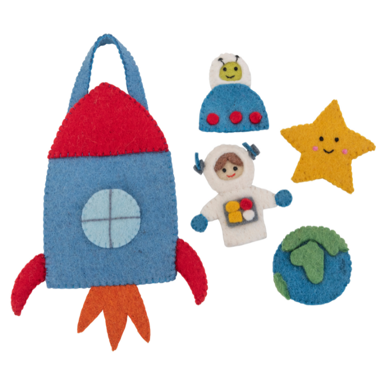 Fun kids Astronaut finger puppet play bag | Pashom Eco toys for kids