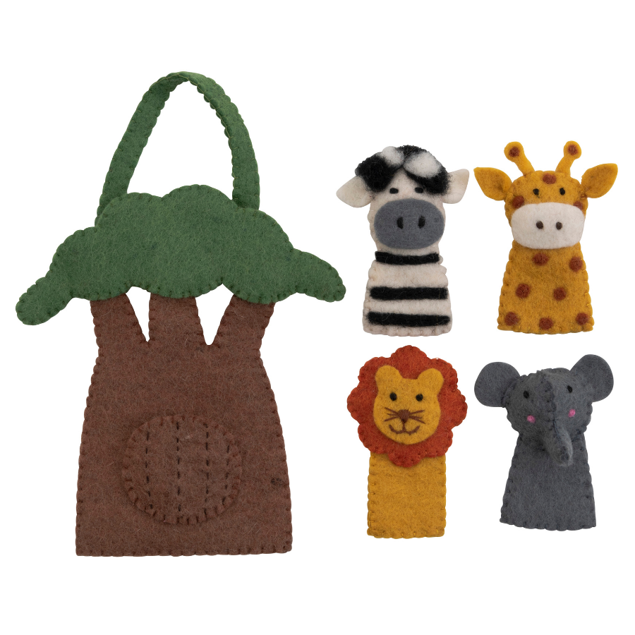 African animal finger puppet play bag | Pashom Sustainable toys