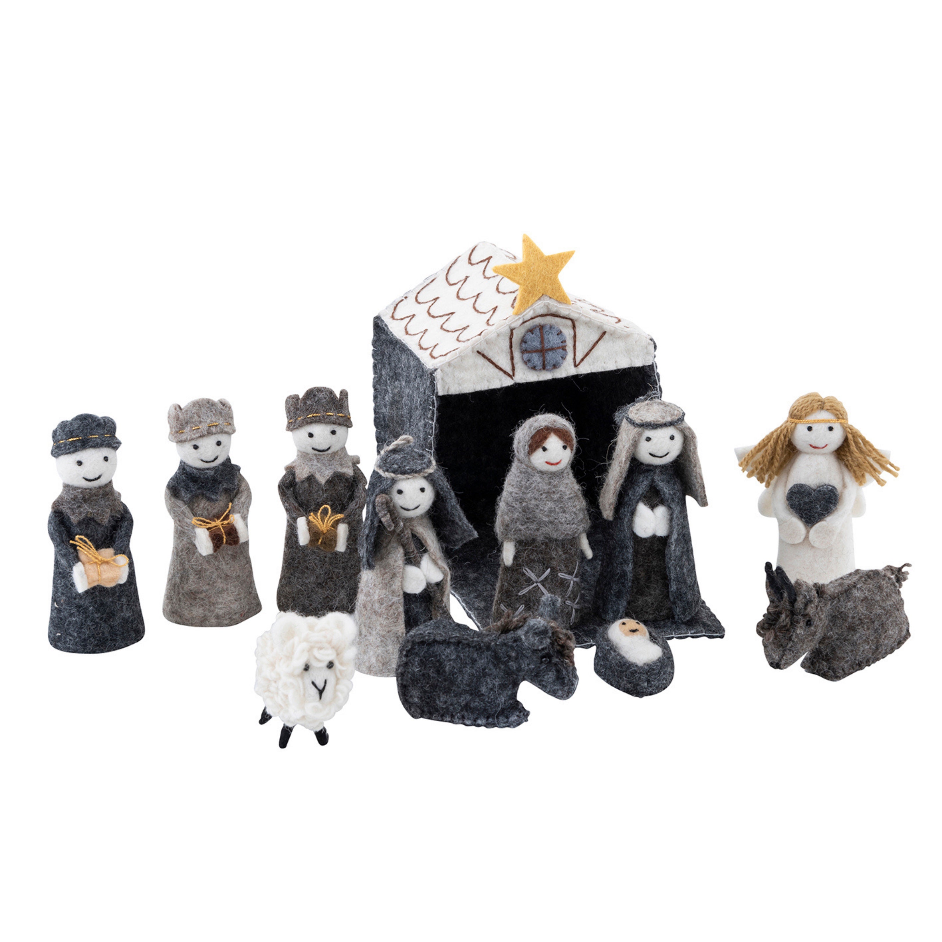 Handmade Christmas nativity set | Pashom felt Christmas decorations